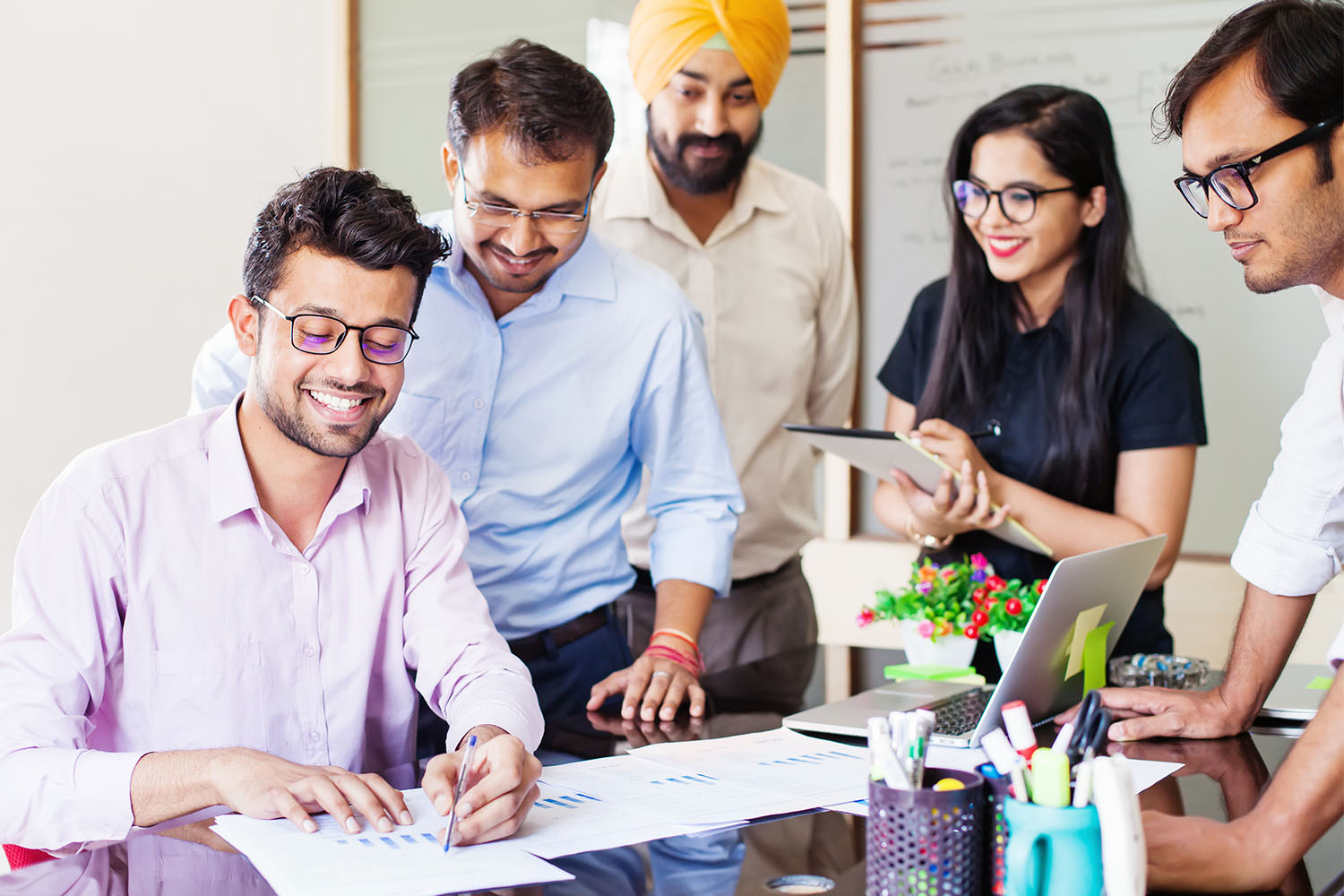 Group Of Indian People Working Together